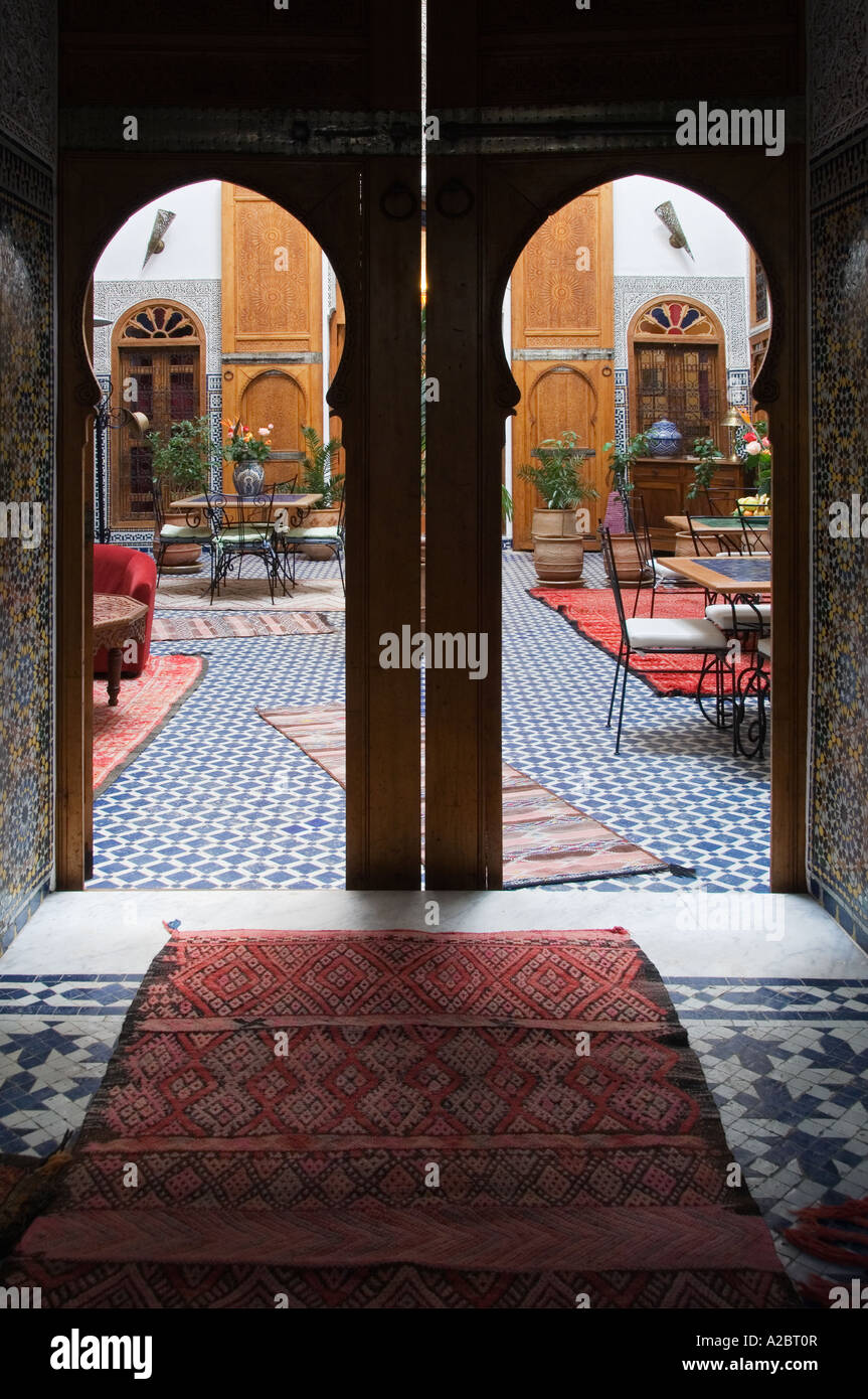 Courtyard of Riad Cle De Fes traditional restored guesthouse Fez ...