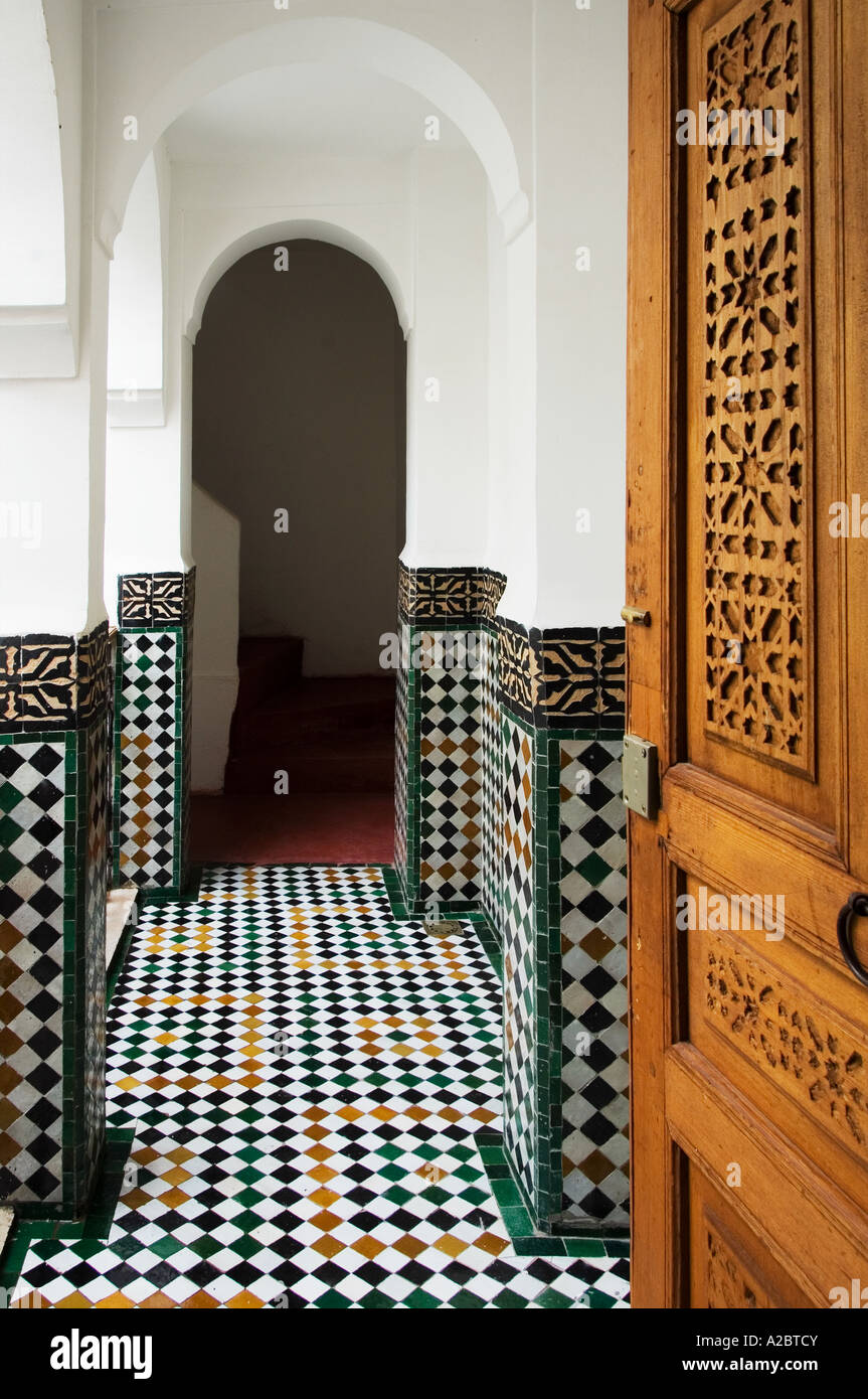 Arched corridor detail at Riad Cle De Fes traditional restored ...