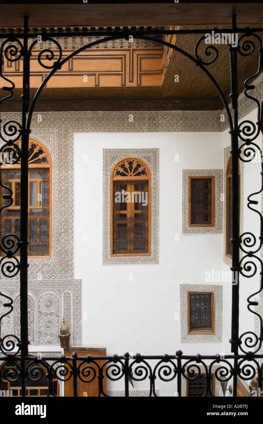 Courtyard wall detail at Riad Cle De Fes traditional restored ...