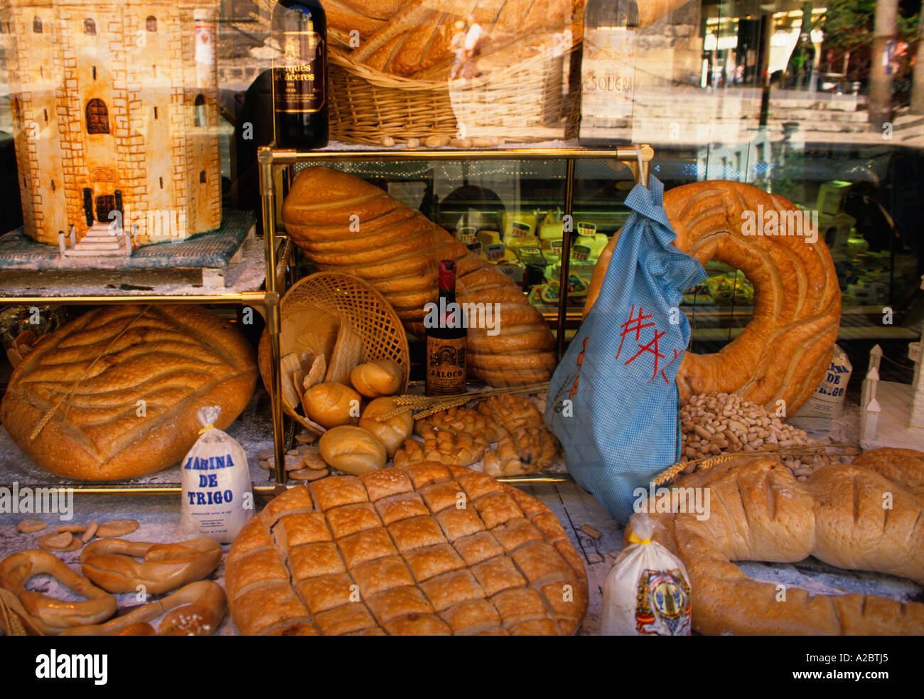 Bread. Bakery in Seville, Spain. Bakery store window with traditional ...