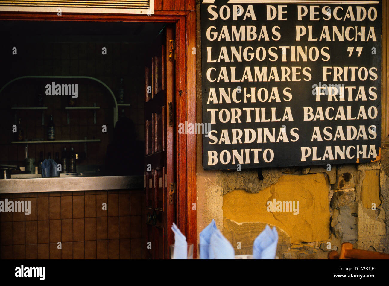 Spanish restaurant outdoor dining in Spain. San Sebastian Cantabria ...
