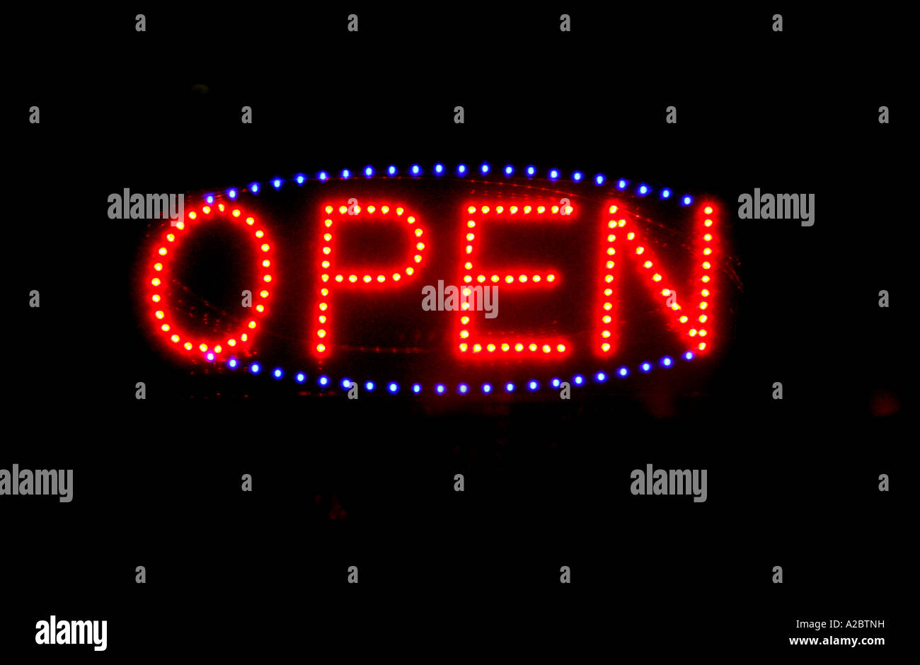 Flashing open sign hi-res stock photography and images - Alamy