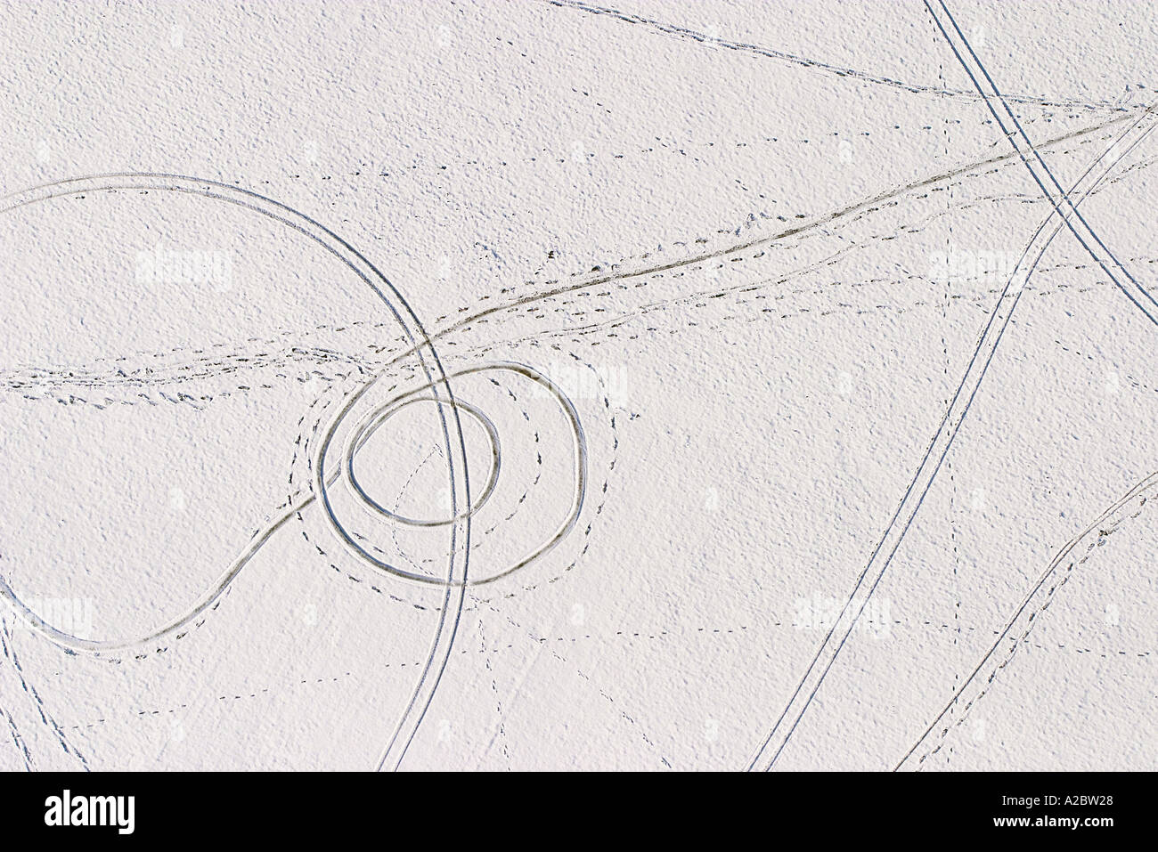 Tracks in snow Dunedin South Island New Zealand aerial Stock Photo - Alamy