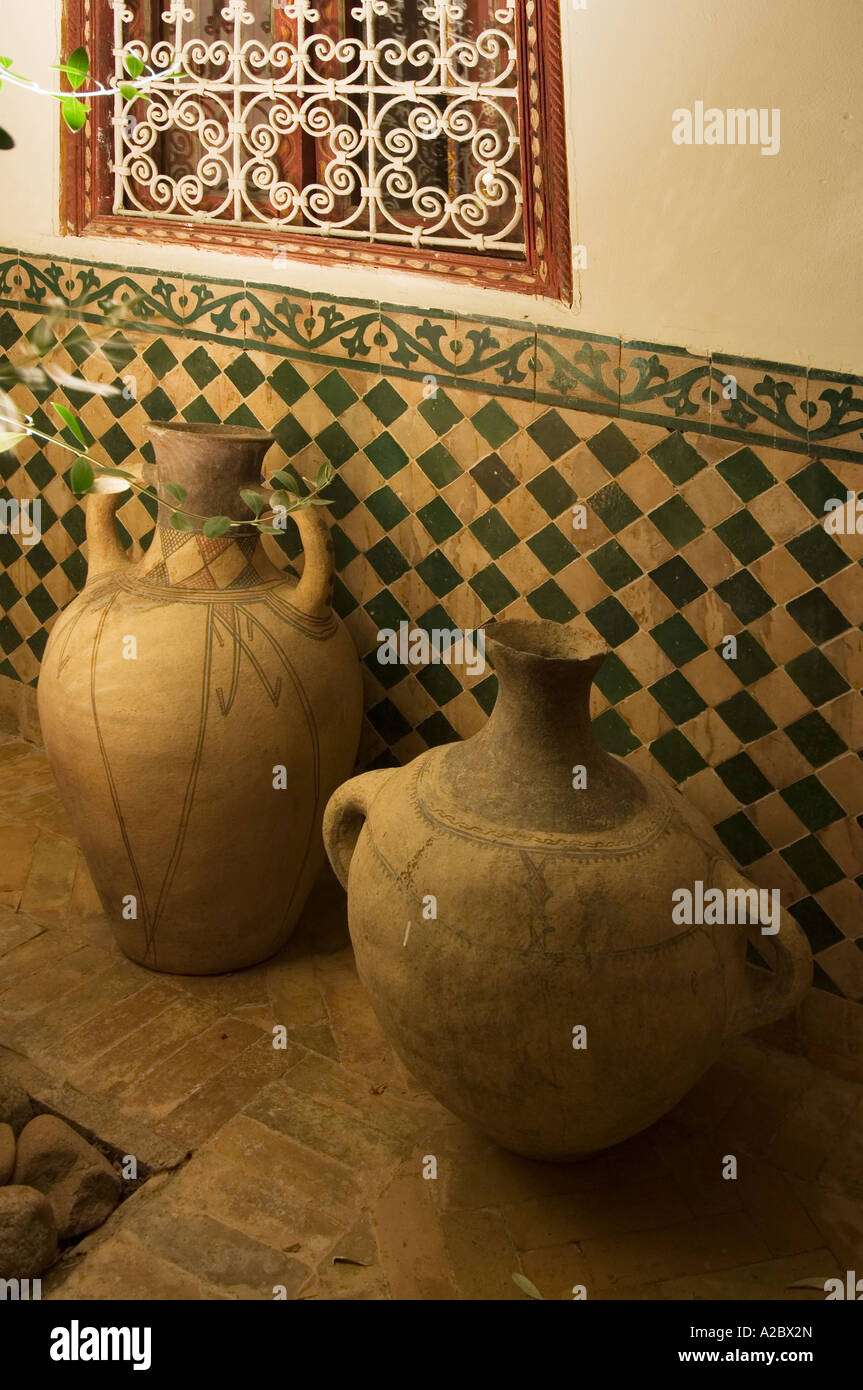 Clay pots on display at Terrasse des Oliviers traditional restored ...