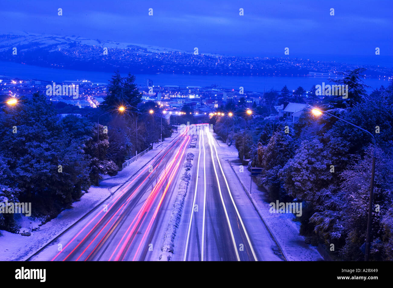 Snow on Stuart Street Dunedin South Island New Zealand Stock Photo - Alamy