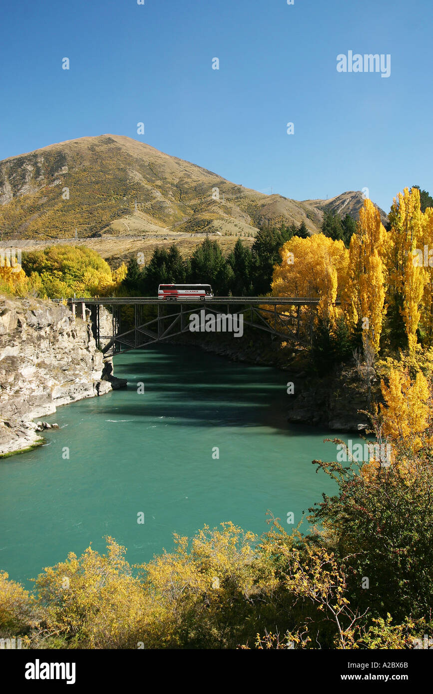 Autumn Colours Victoria Bridge Kawarau River Kawarau Gorge South Island ...