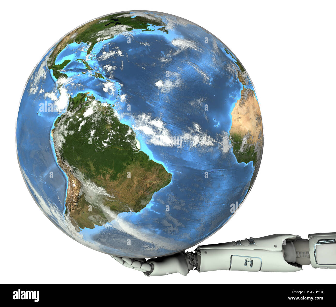 globe in robot hand Stock Photo - Alamy