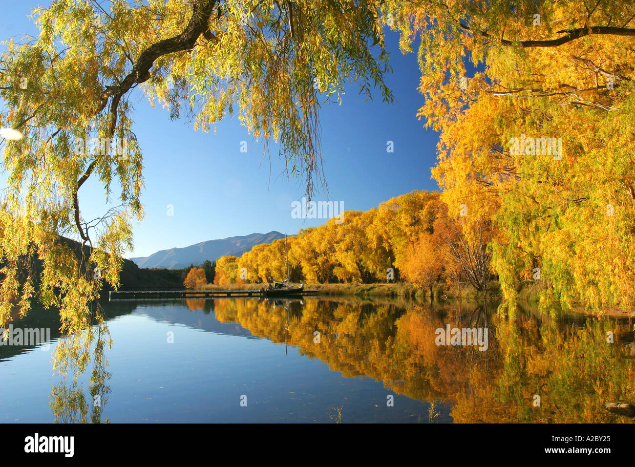 Autumn Colours Sailors Cutting Lake Benmore Waitaki Valley South Island ...