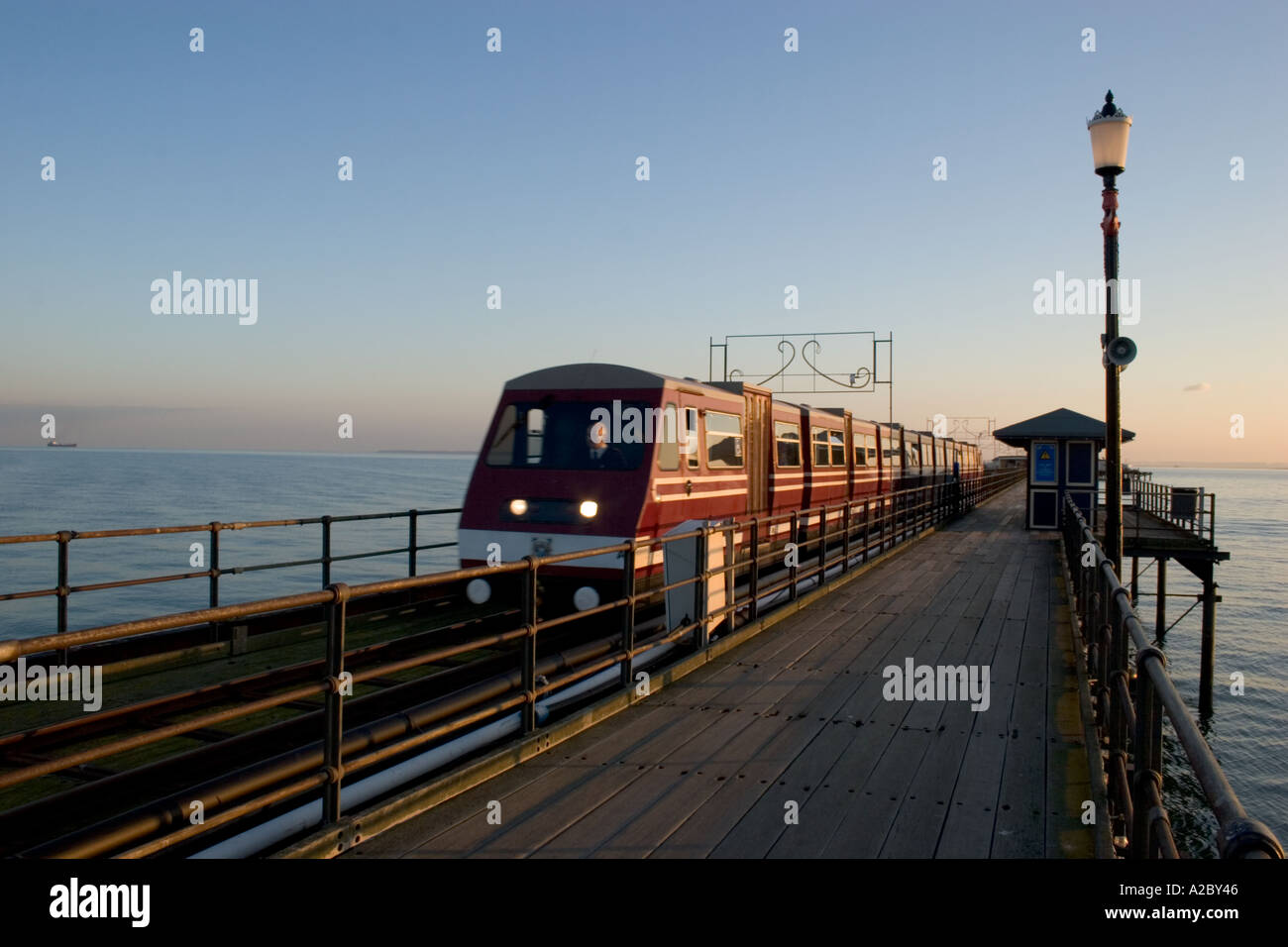 Railway on southend pier Southend on sea Essex Stock Photo - Alamy