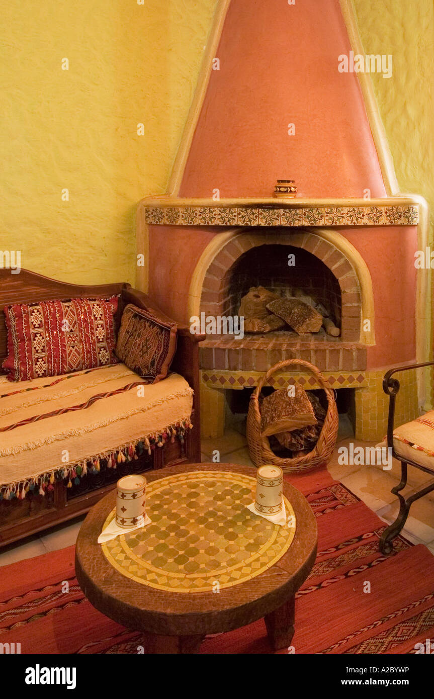 Fireplace at Casa Hassan restored traditional Moroccan Dar or ...