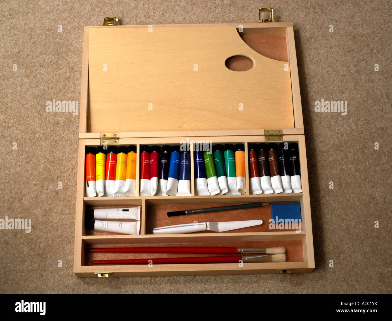 Paint Box, Paint Brush, Paints Stock Photo - Alamy