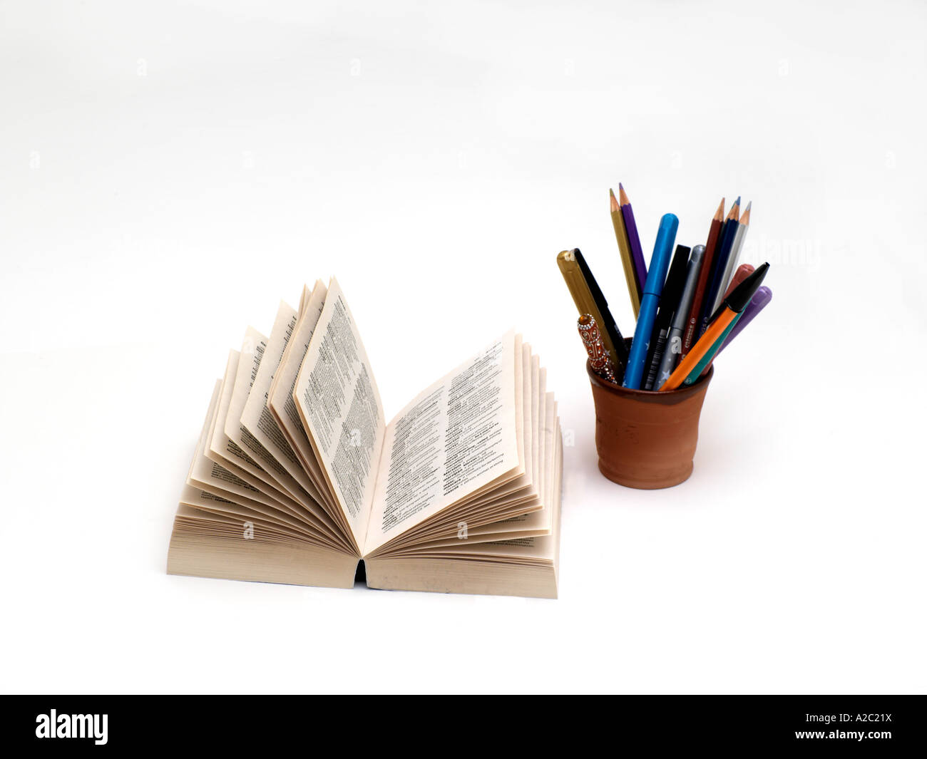 English Dictionary, Pens, Pencils Stock Photo - Alamy