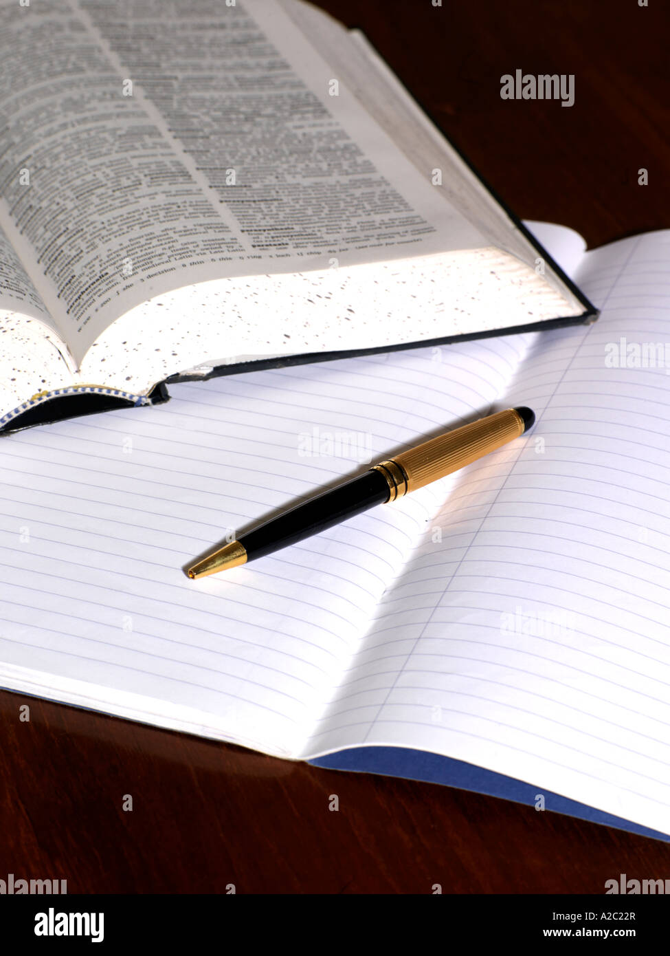 Dictionary, Notebook and Pen Stock Photo - Alamy