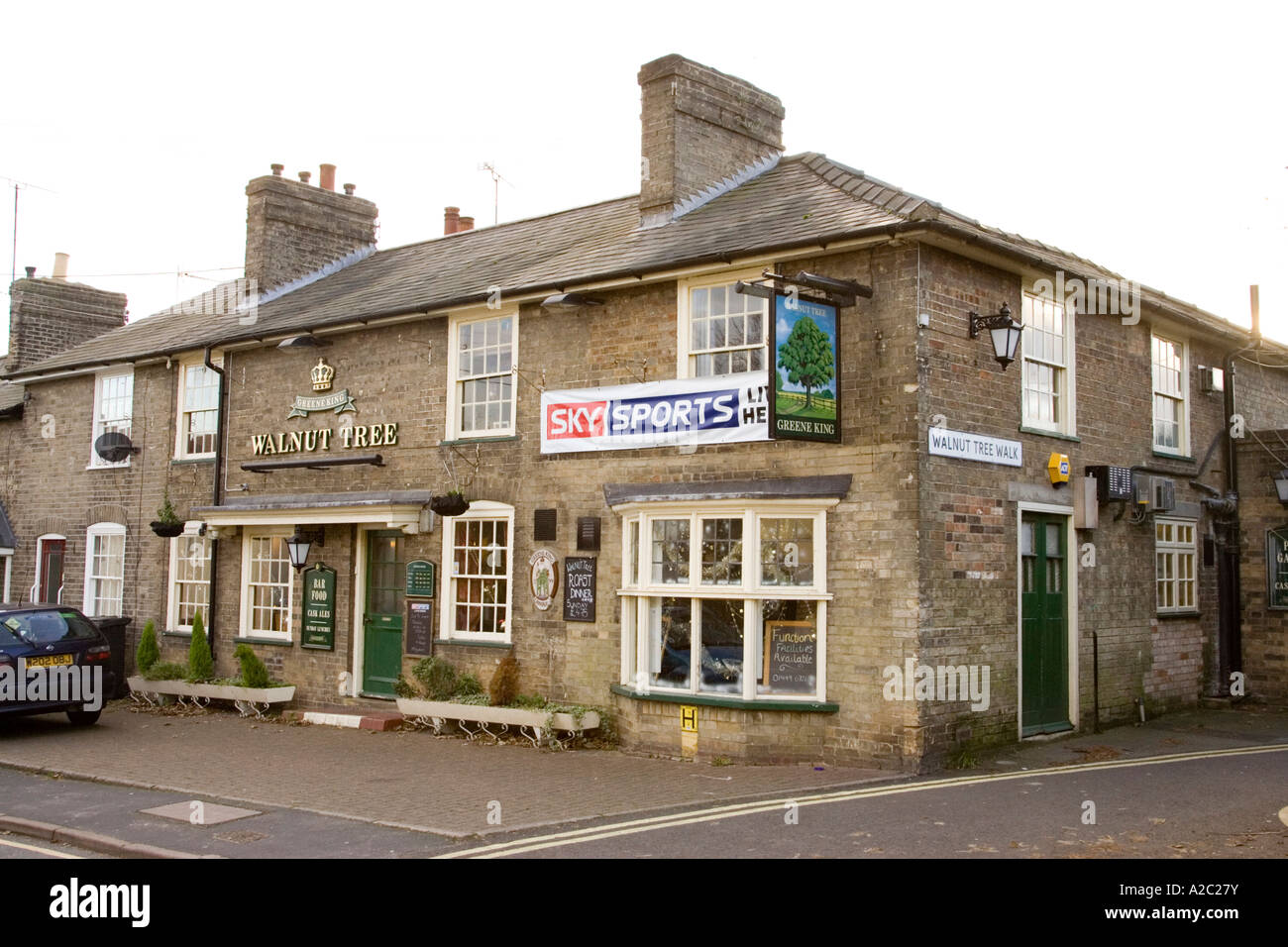 Sky Sports satellite television advertising sign on the Walnut Tree pub ...
