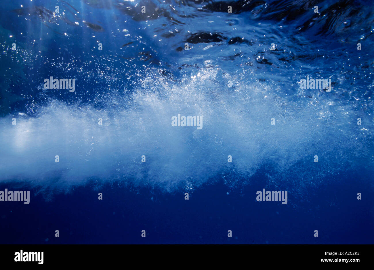 Spray of water with bubbles underwater in a swimming pool Stock Photo ...