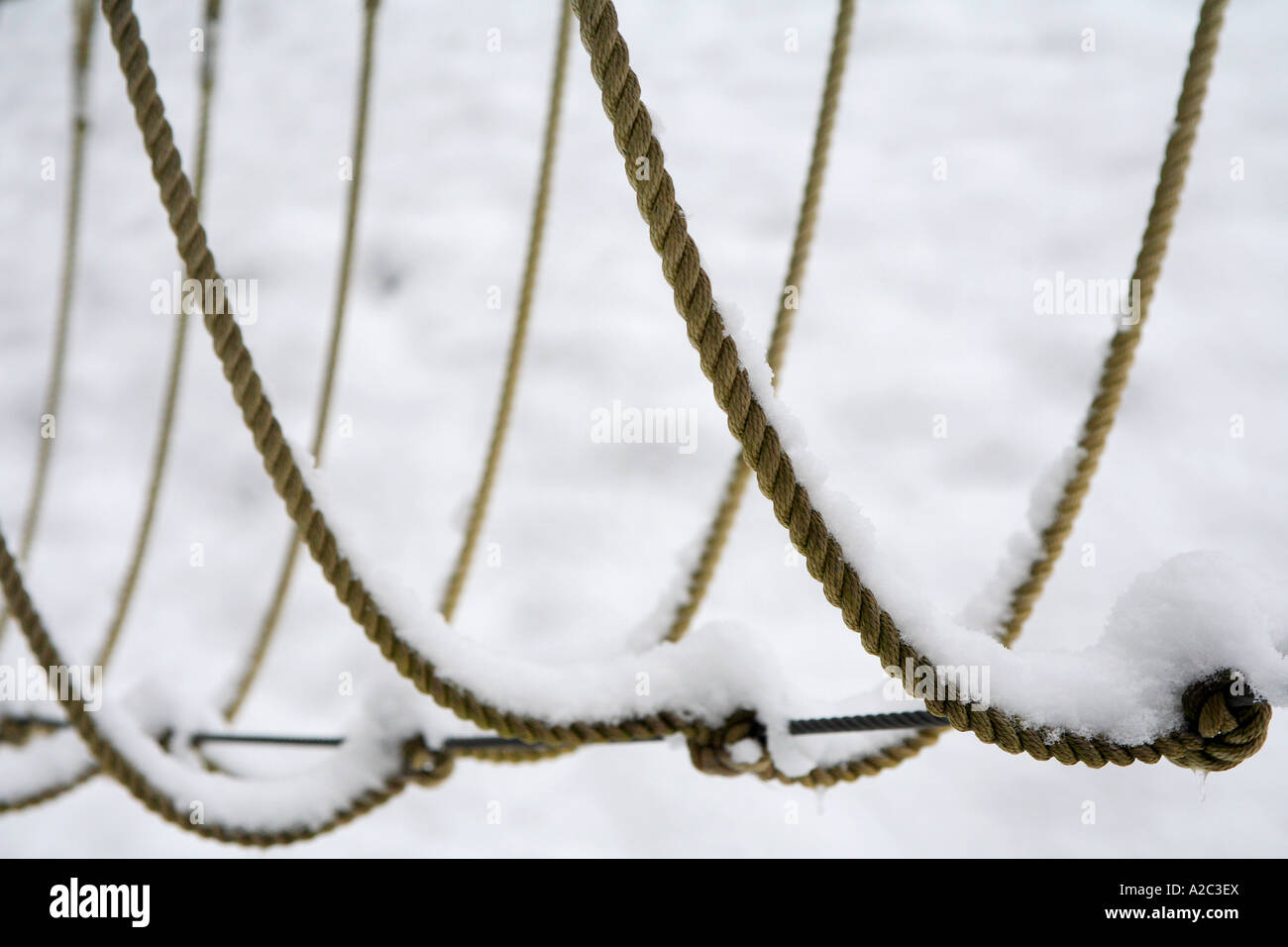 Climbing ropes in the snow Stock Photo - Alamy