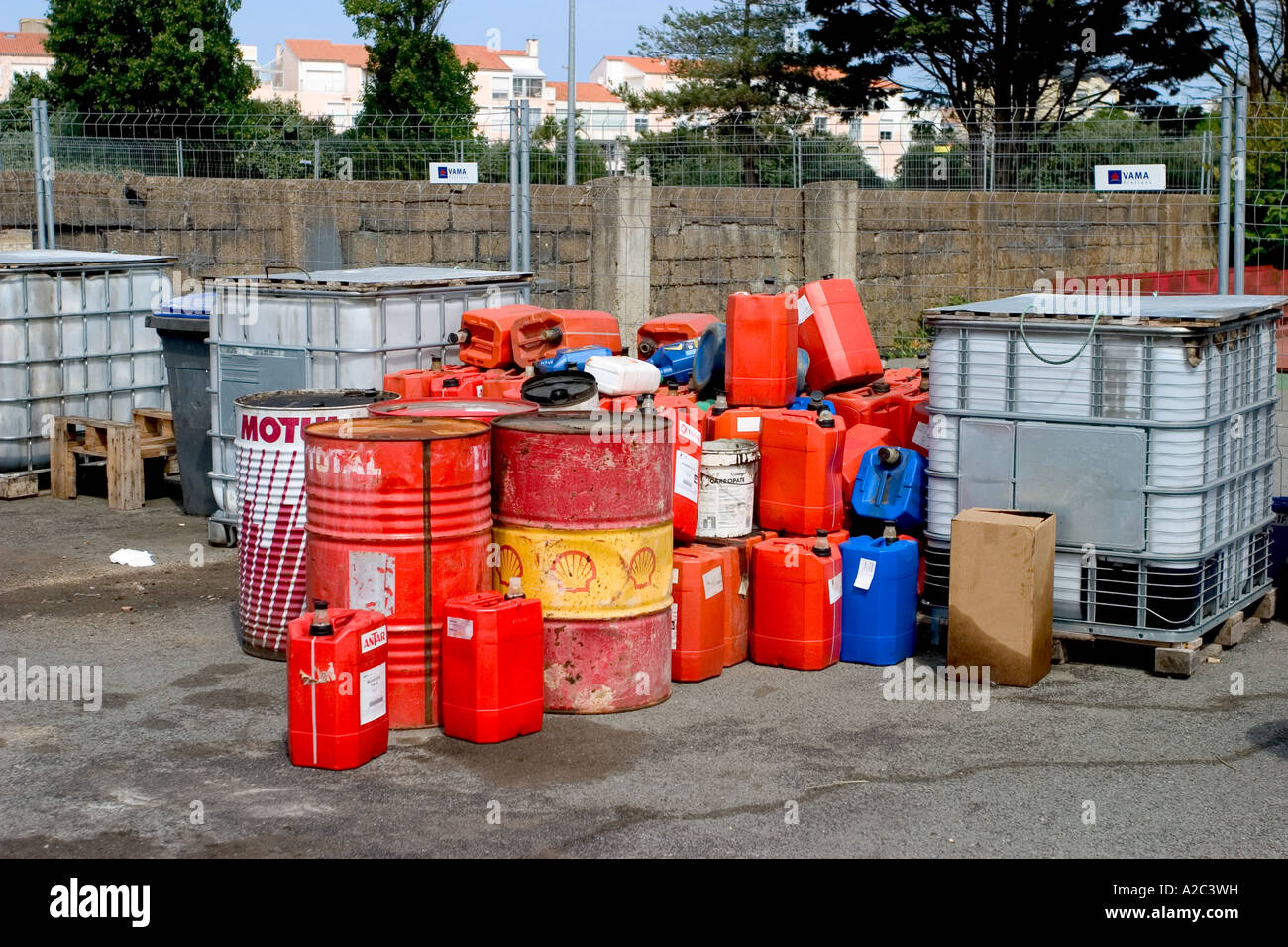 Oil Containers in the backyard of factory Stock Photo - Alamy