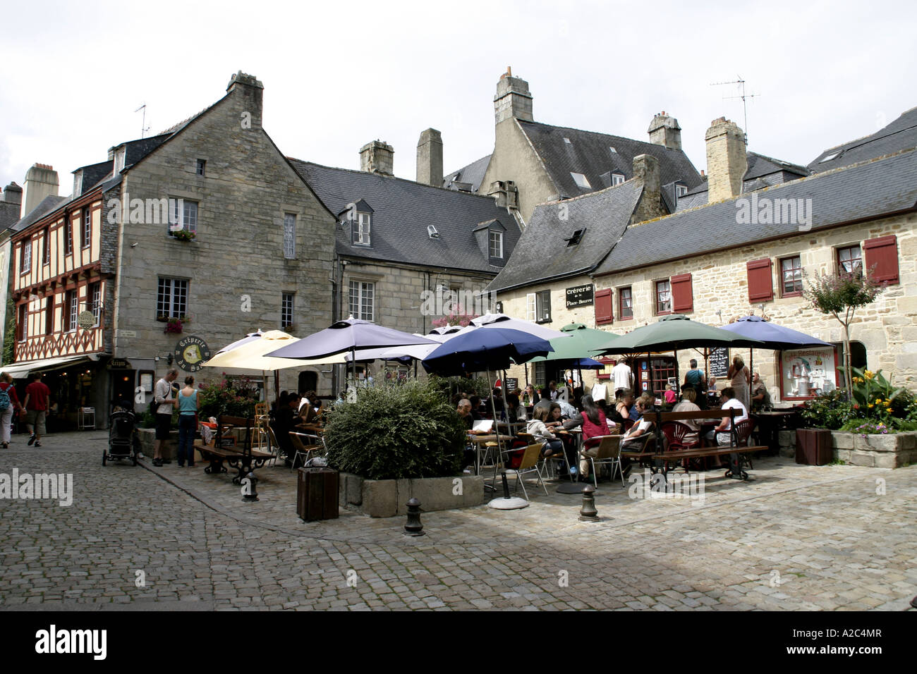 Bar in a square in Quimper, Brittany, France Stock Photo - Alamy
