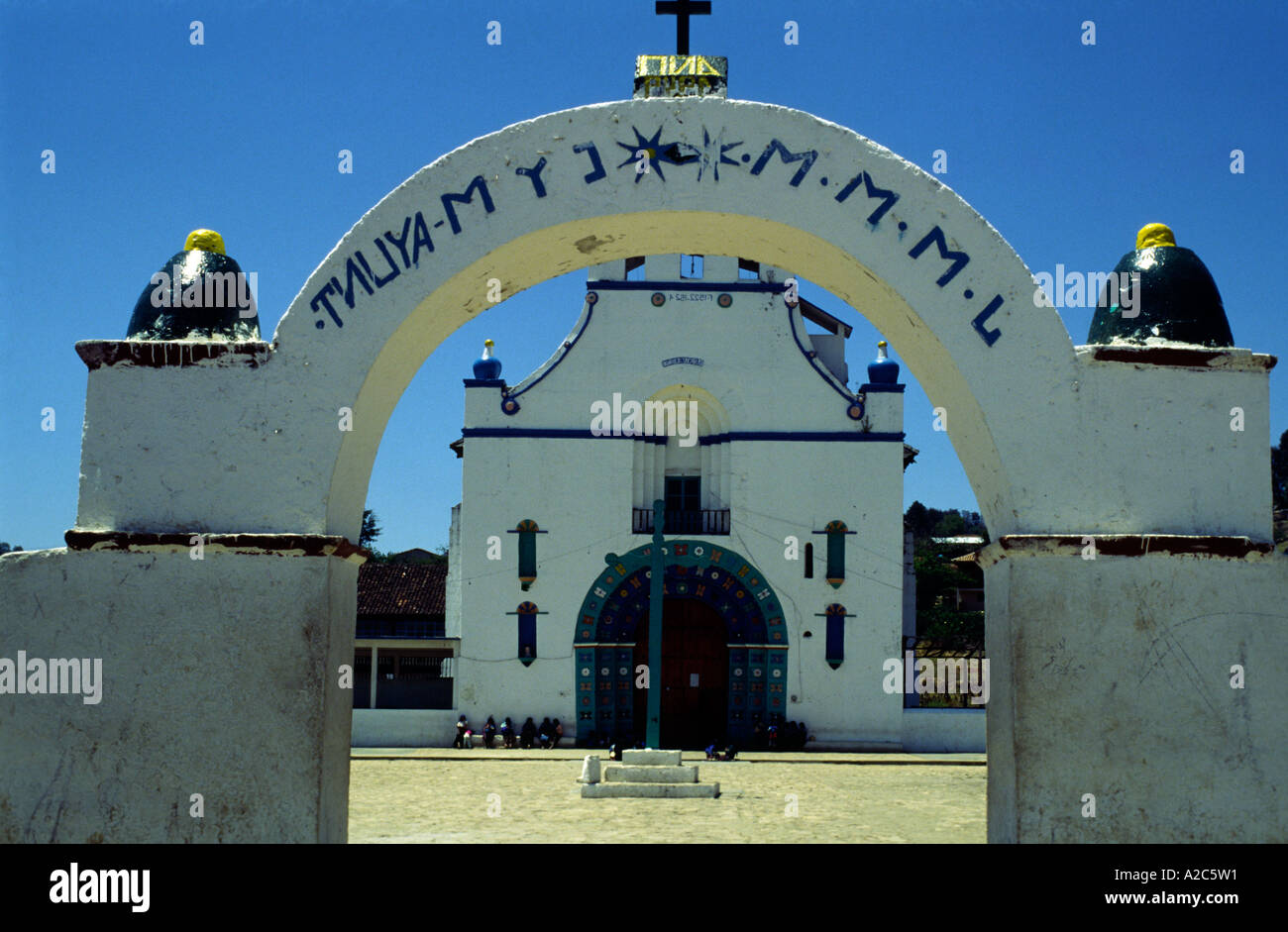 An indigenous church in the Mayan village of San Juan Chamula in ...