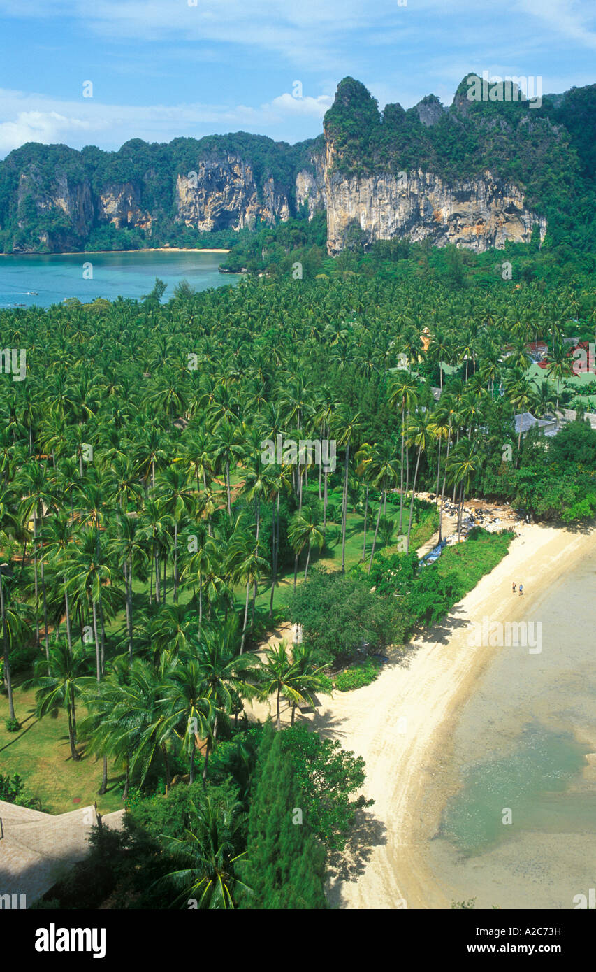 panoramic view of Railay East Beach near Krabi in Thailand from the ...
