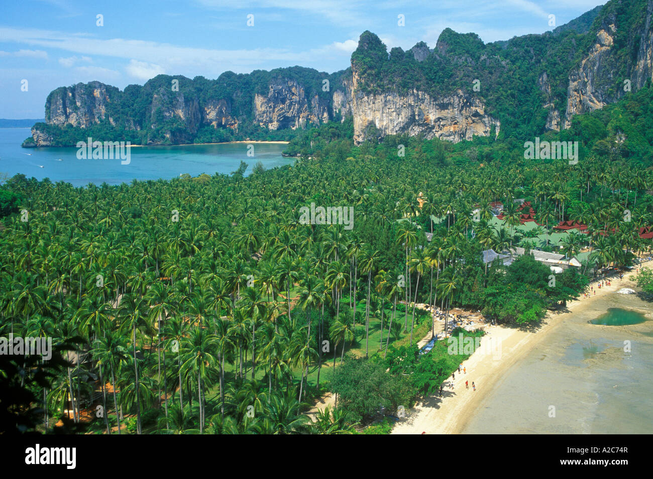 panoramic view of Railay East Beach near Krabi in Thailand from the ...