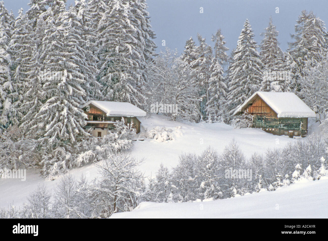 Farmhouse in deep snow, Austria Stock Photo - Alamy