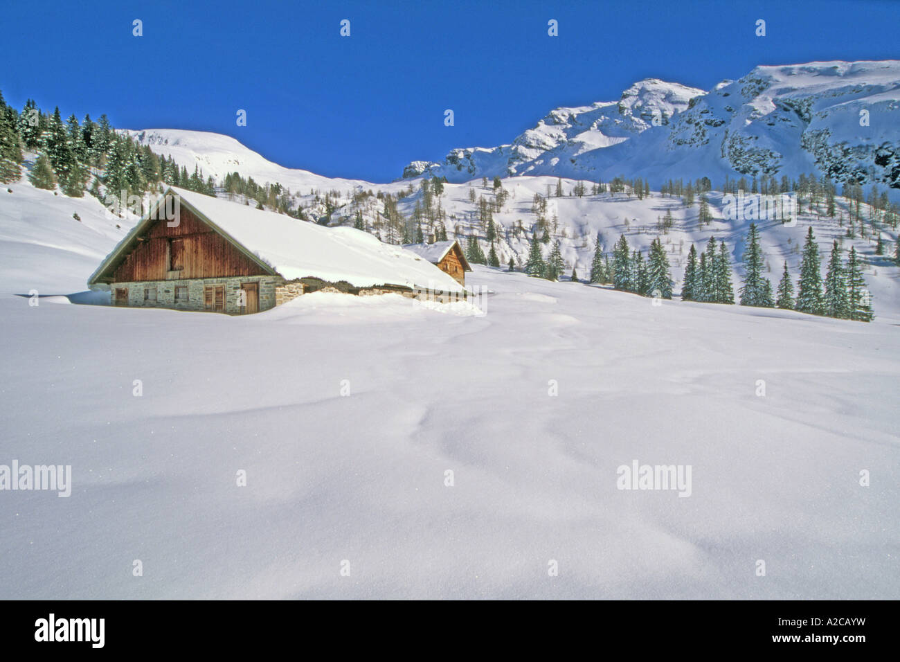 Farmhouse in deep snow, Austria Stock Photo - Alamy