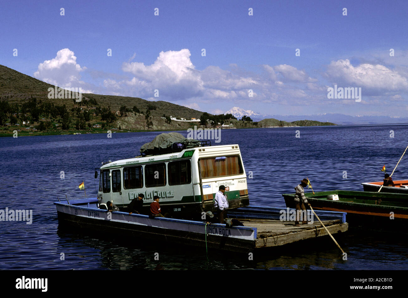 Bus crossing Titicaca lake at Desaguadero. Bolivia Stock Photo - Alamy