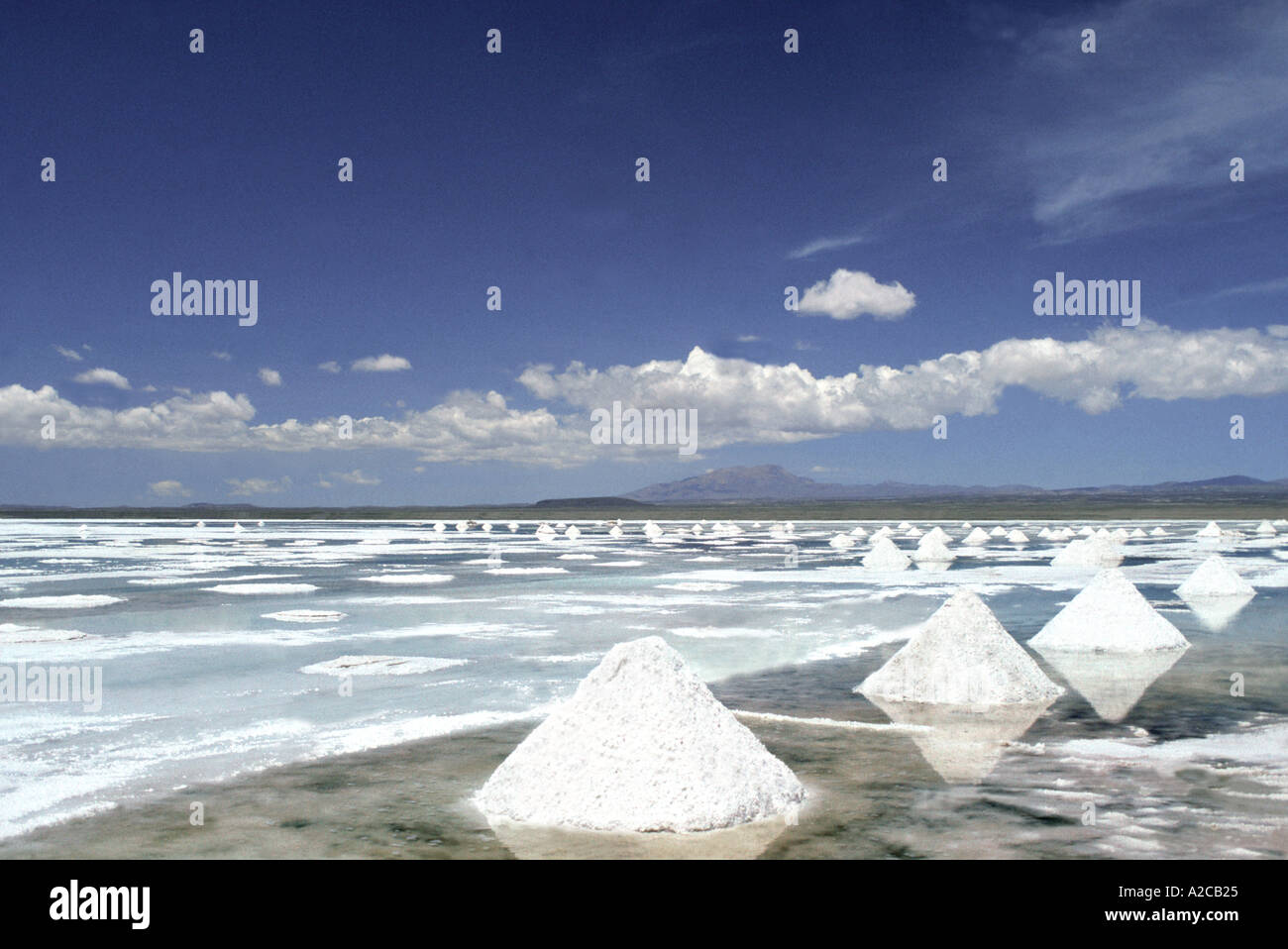 Piles of salt drying at Salar de Uyuni. Bolivia Stock Photo - Alamy
