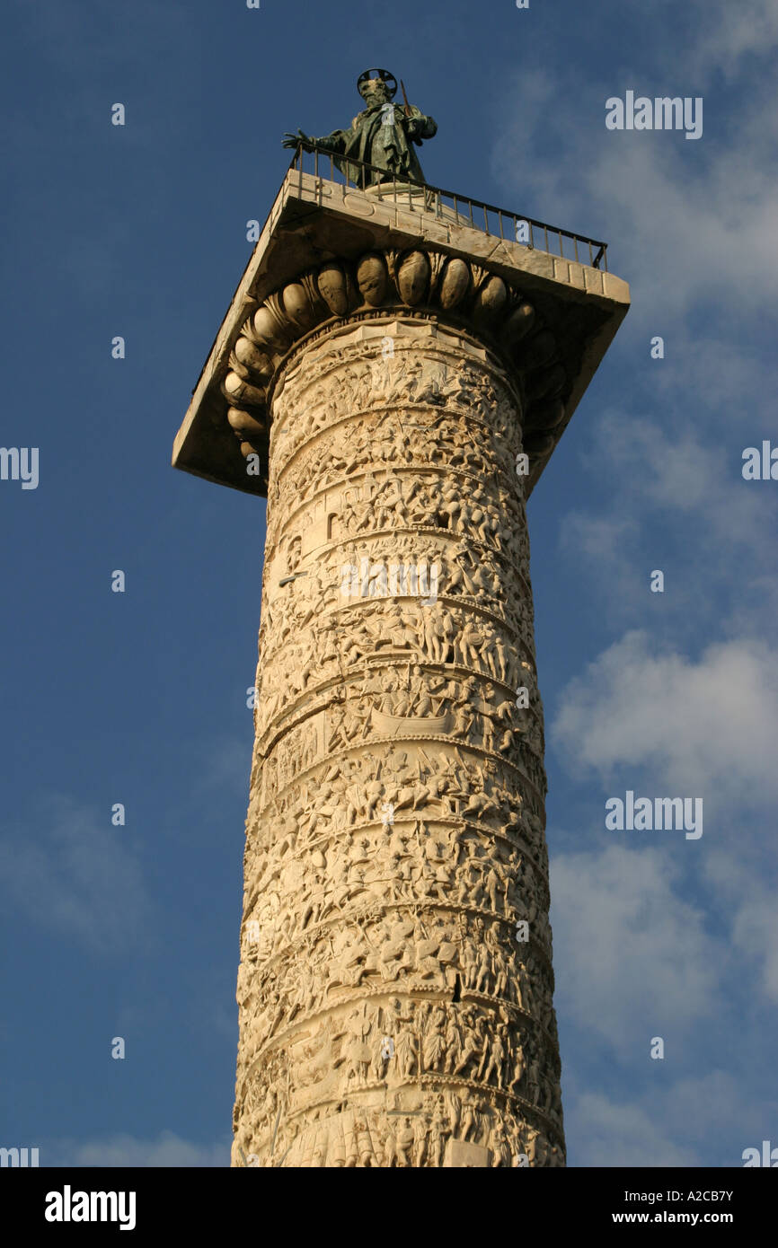 Column of Marcus Aurelius known as the Aurelian Column in Piazza ...