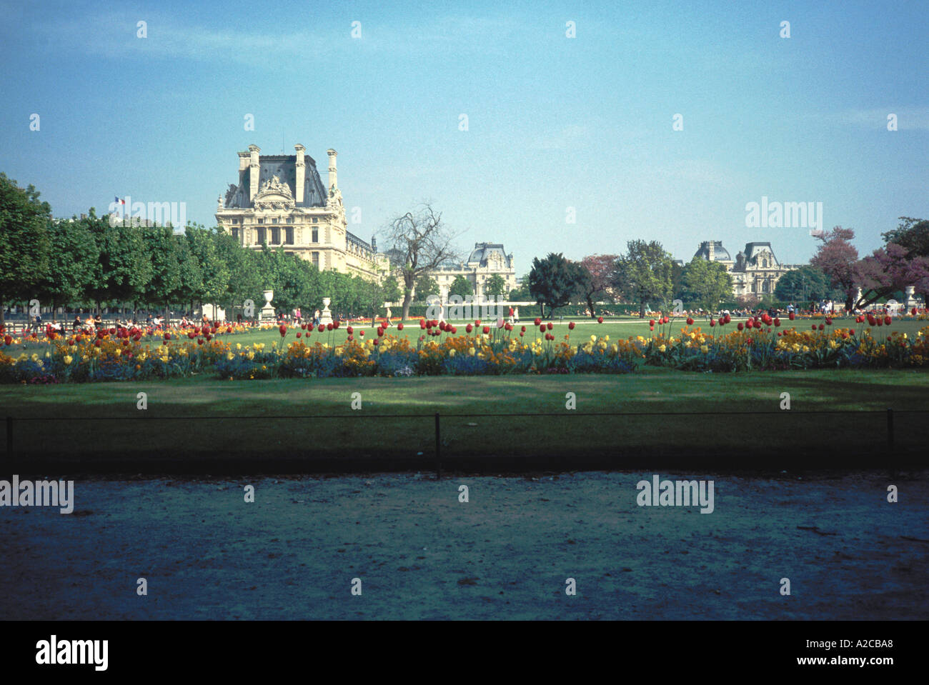 View of the Louvre Museum from the Tuileries Gardens Stock Photo - Alamy