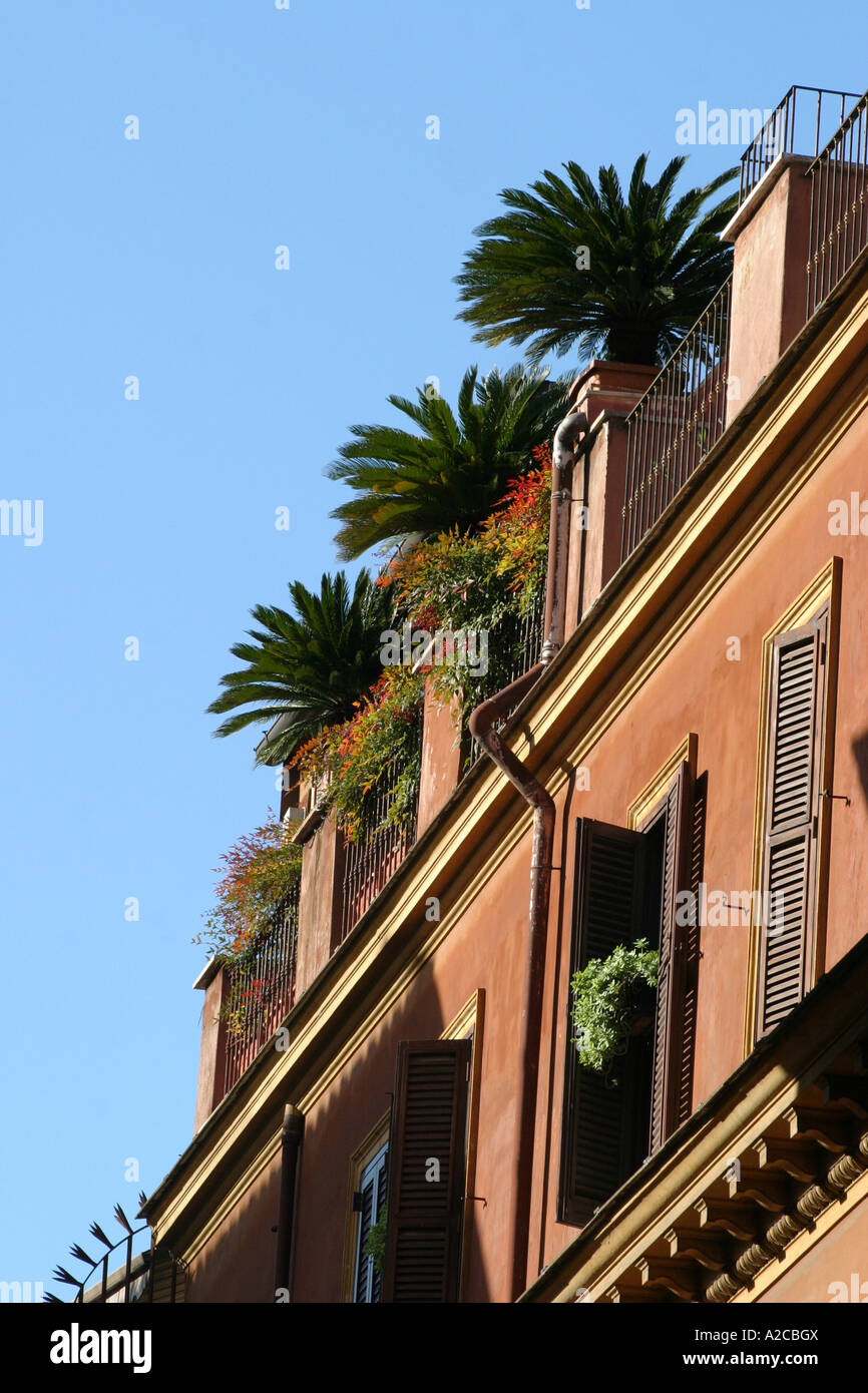 Typical mellow colours of dwellings in central Rome Italy Stock Photo ...