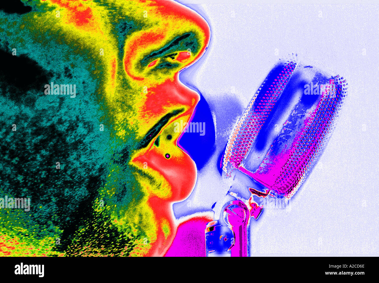 Singer with microphone Stock Photo - Alamy