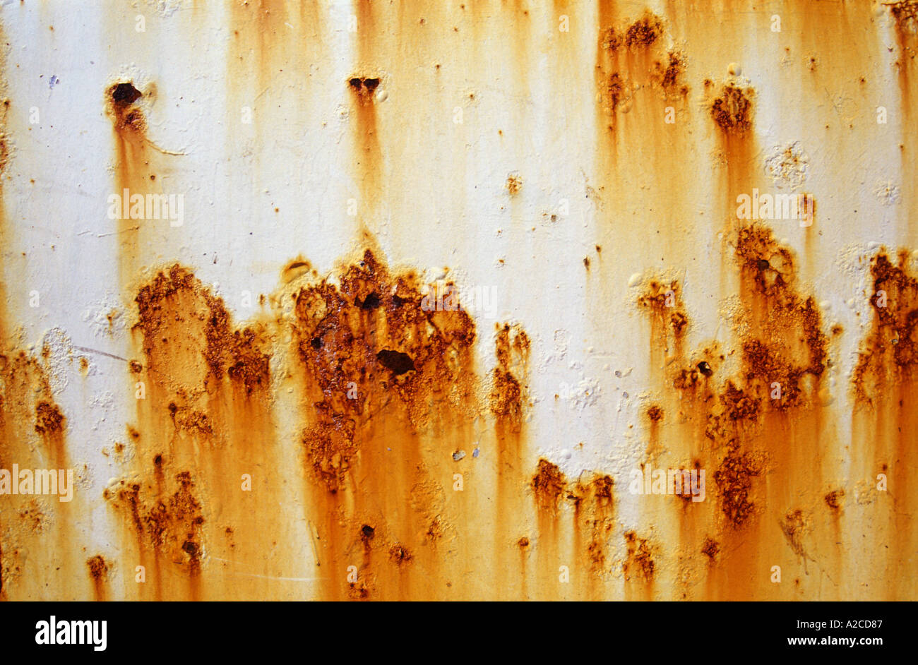 White paintwork on metal surface with rust corrosion Stock Photo - Alamy