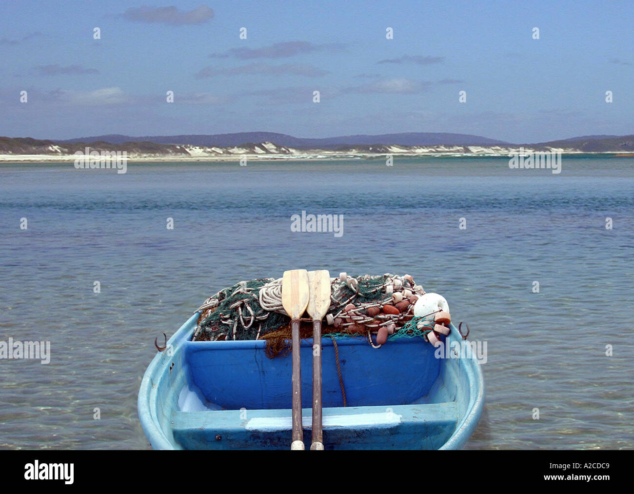 Blue boat Nornalup inlet Western Australia Stock Photo - Alamy