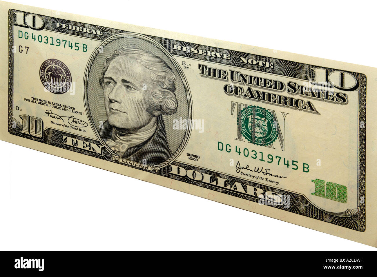 A Stretched US $10 bill - concept - stretch your money further with ...