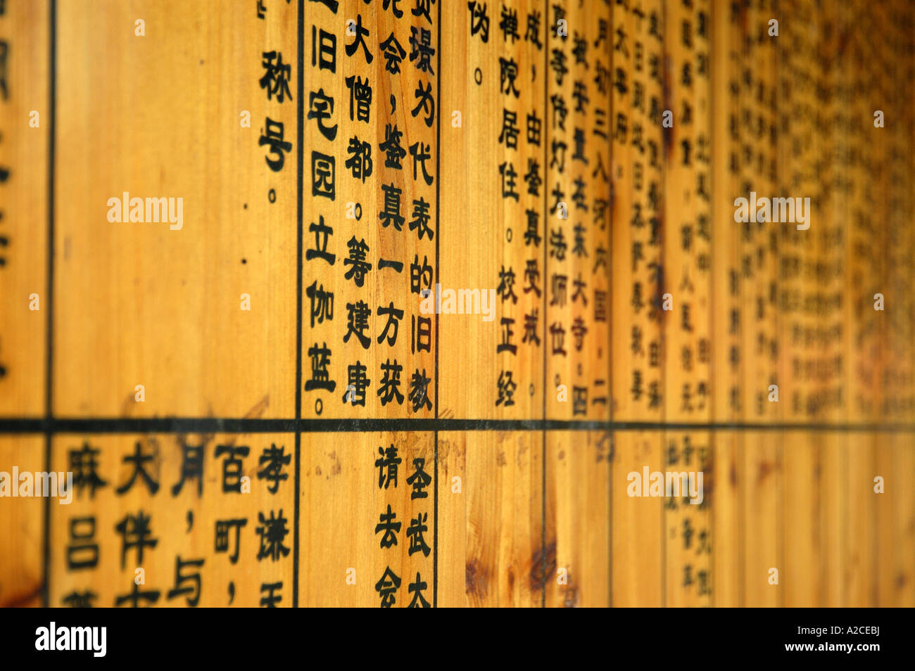 Chinese script on wooden temple wall in Mountain Water Garden near ...