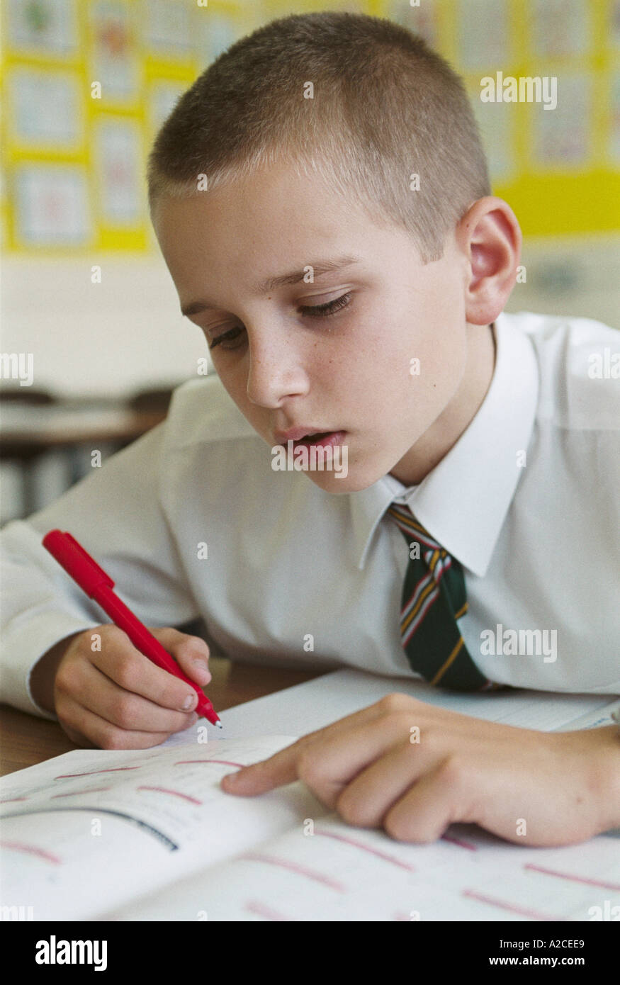 BOY AT SOLIHULL TUDOR GRANGE SCHOOL DOING MATHS LESSON EDUCATION ...