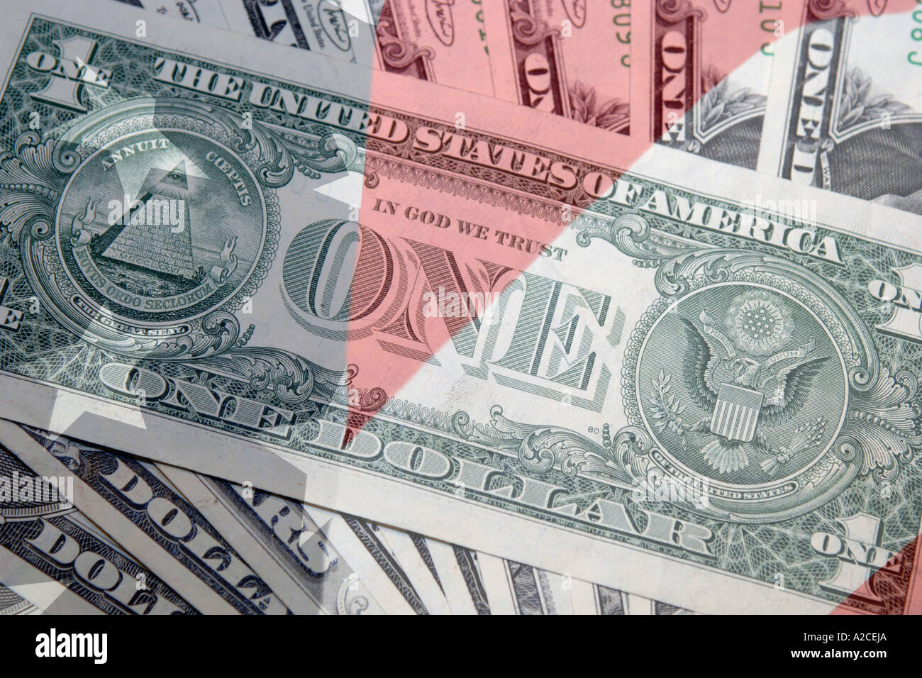 An American One dollar bill faded on a pile of notes Stock Photo - Alamy