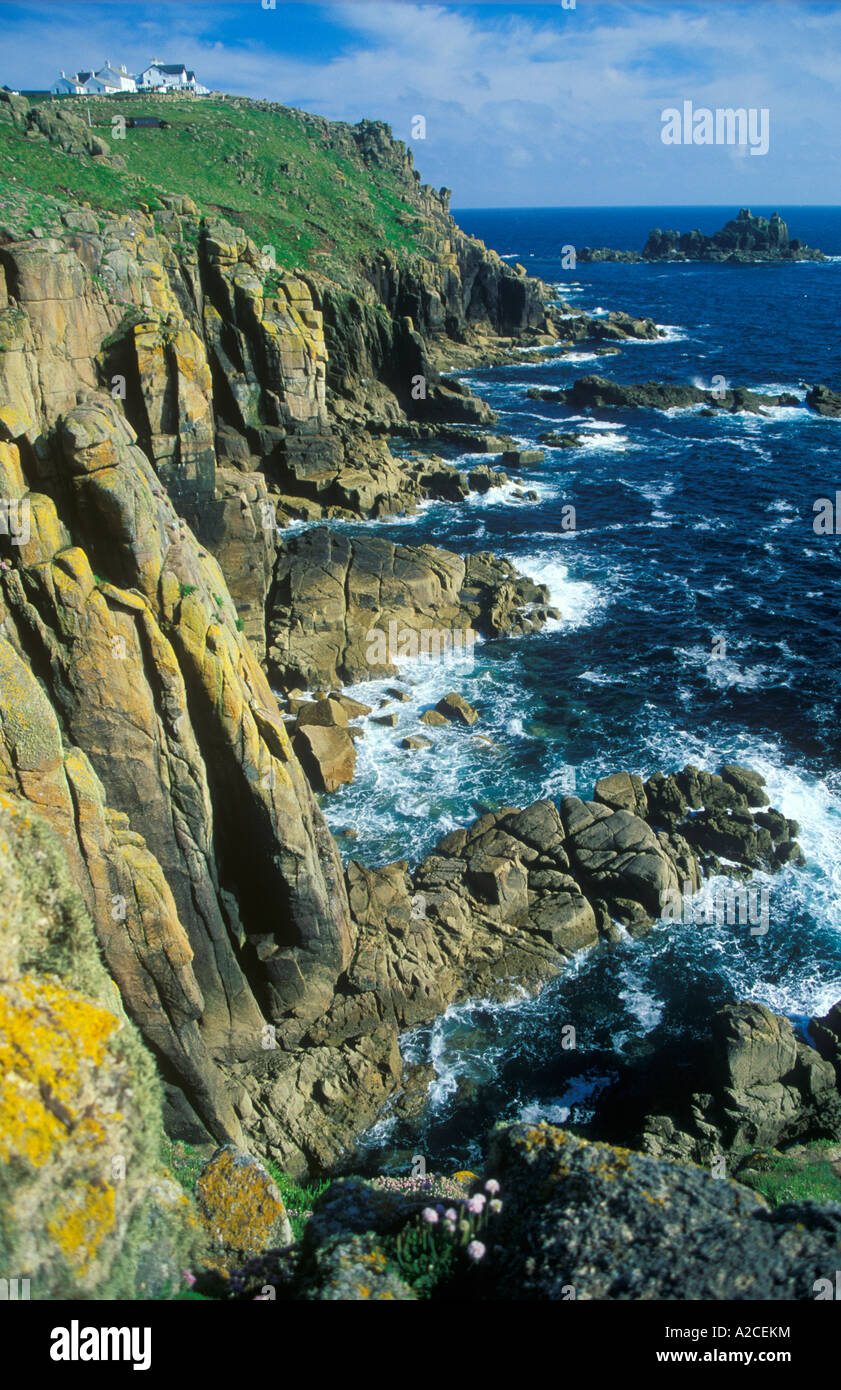 cliff scenery at Land´s End in Cornwall in the South West of England ...