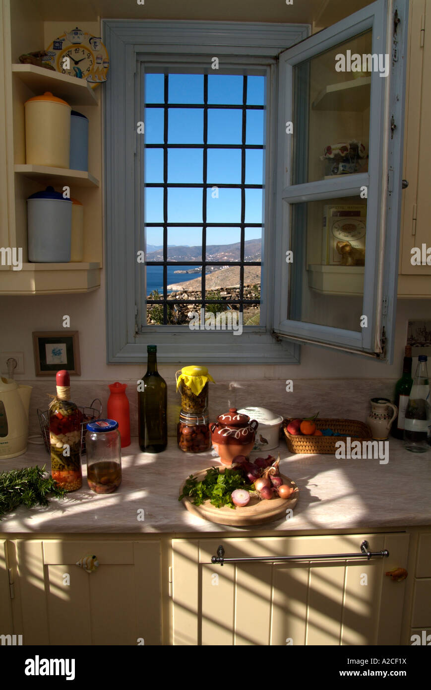 Greek Island Kitchen Stock Photo - Alamy