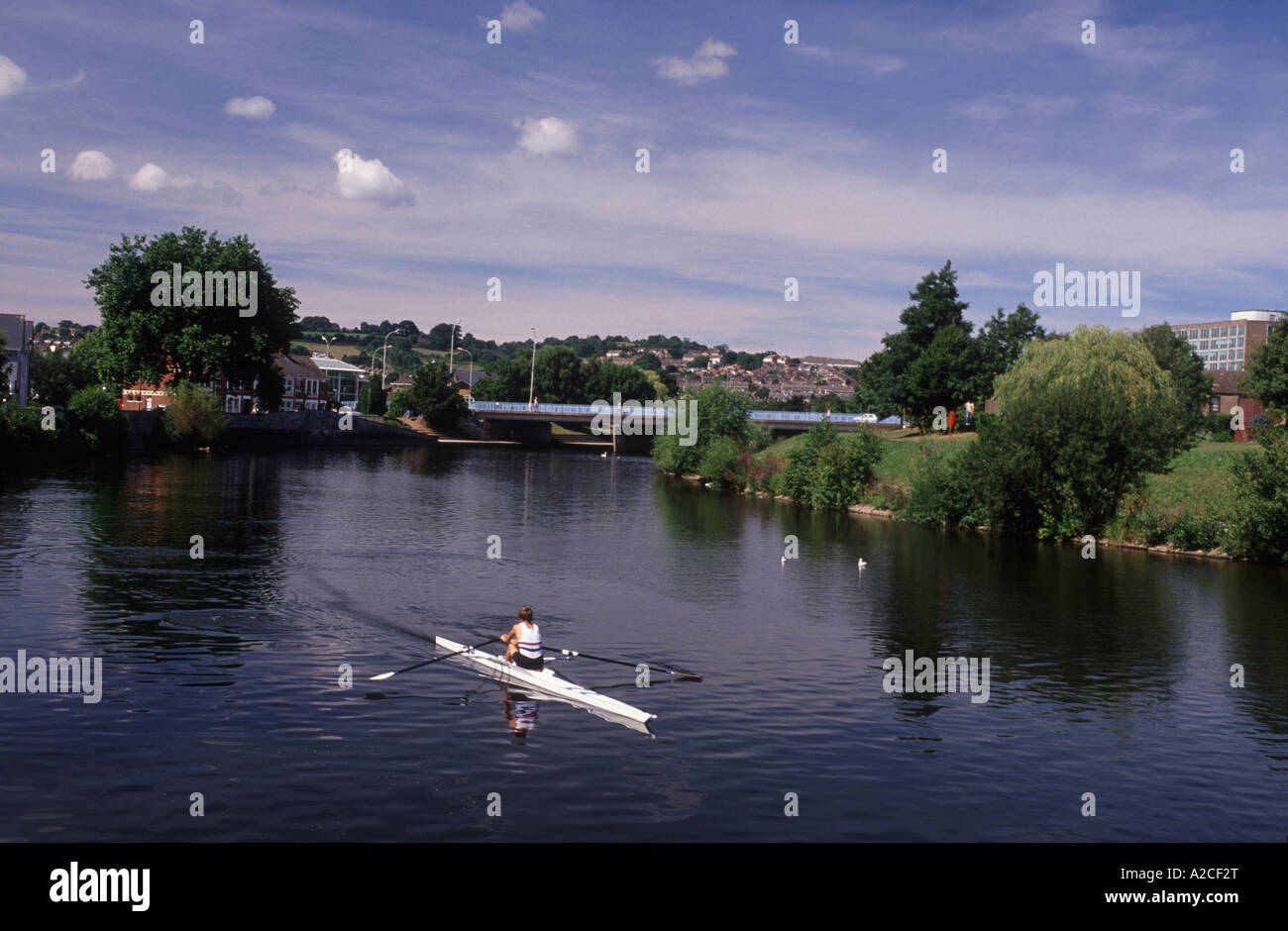 River Exe flows through Exter City Devon. England. GPL 4305-406 Stock ...
