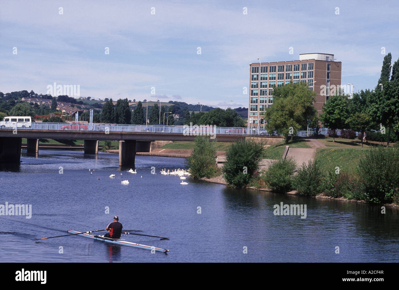 River Exe flows through Exter City Devon. England. GPL 4306-406 Stock ...