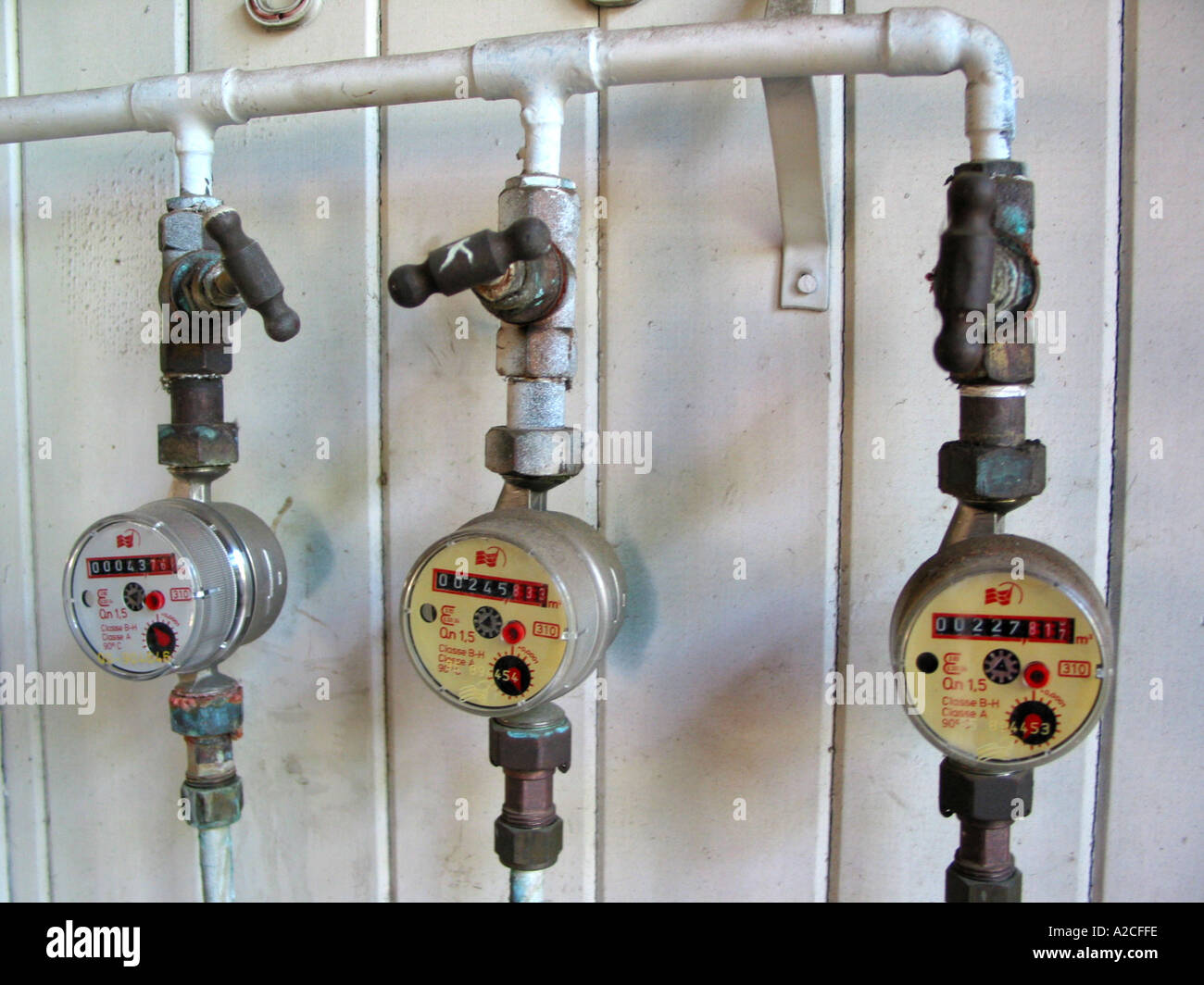 Gas meters in basement Stock Photo - Alamy
