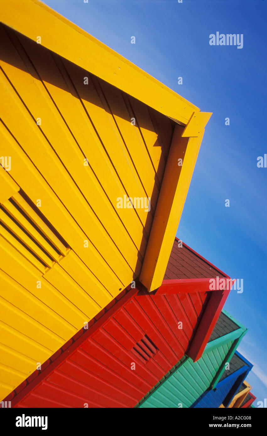 Bright coloured bathing huts at Whitby beach North Yorkshire England UK ...