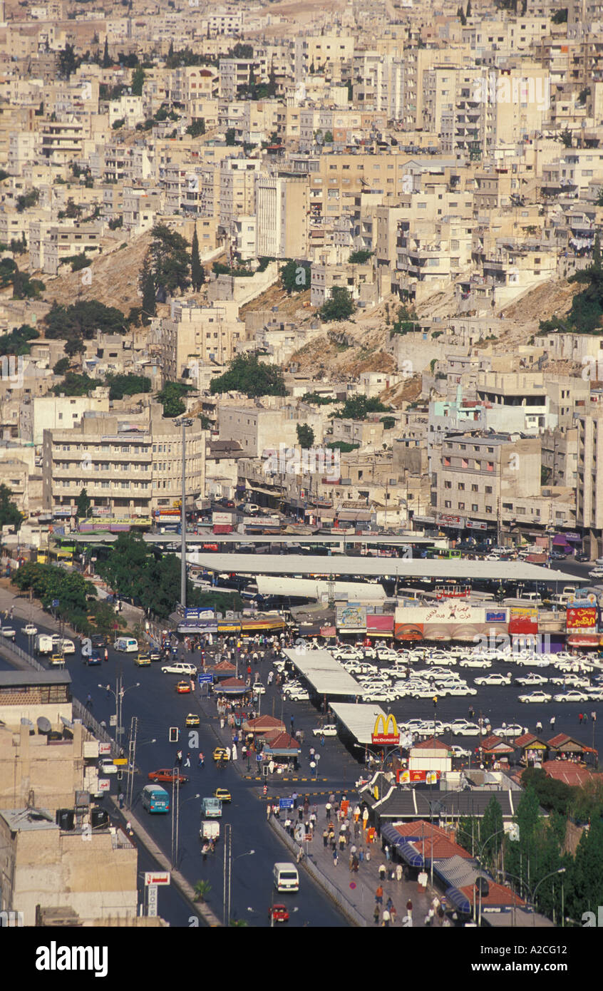 Traffic and bus station in downtown Amman the capitol of Jordan Middle ...