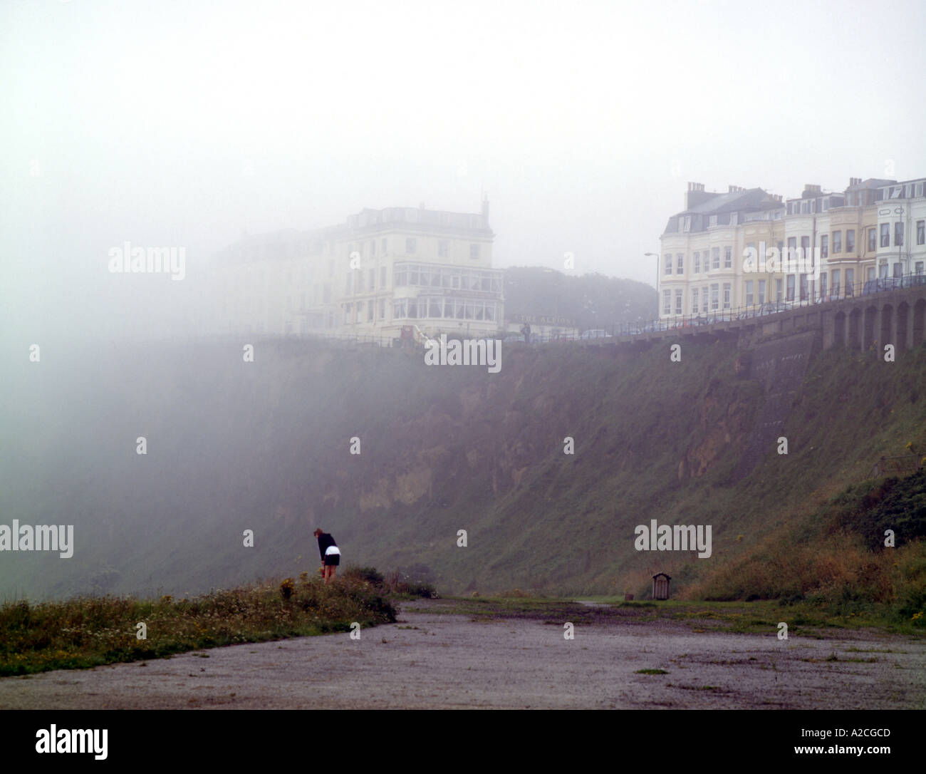 Sea fret or mist rolling in at Scarborough North Yorkshire England ...