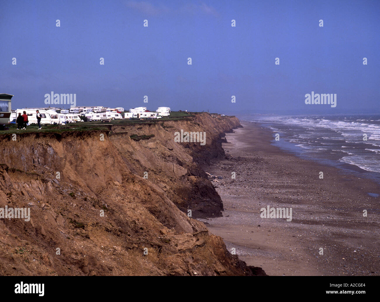 Erosion of soft clay cliffs on east coast of Yorkshire England Stock ...