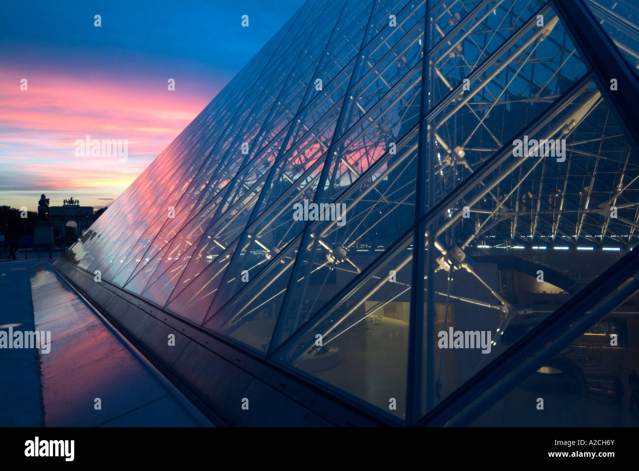 glass pyramid in the courtyard of the louvre paris france Stock Photo ...