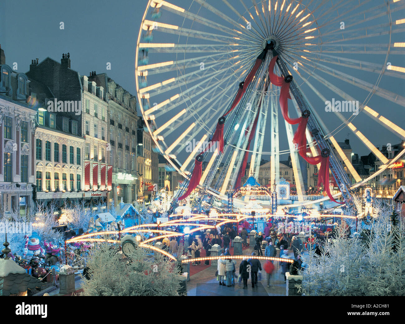 France Lille Place du General de Gaulle Christmas market with Big Wheel ...